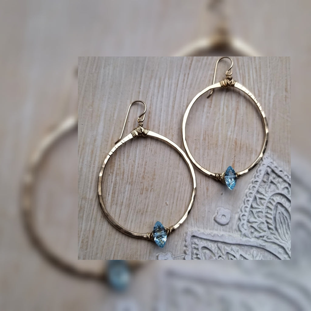 Blue Topaz Hoops – Redz Jewelry