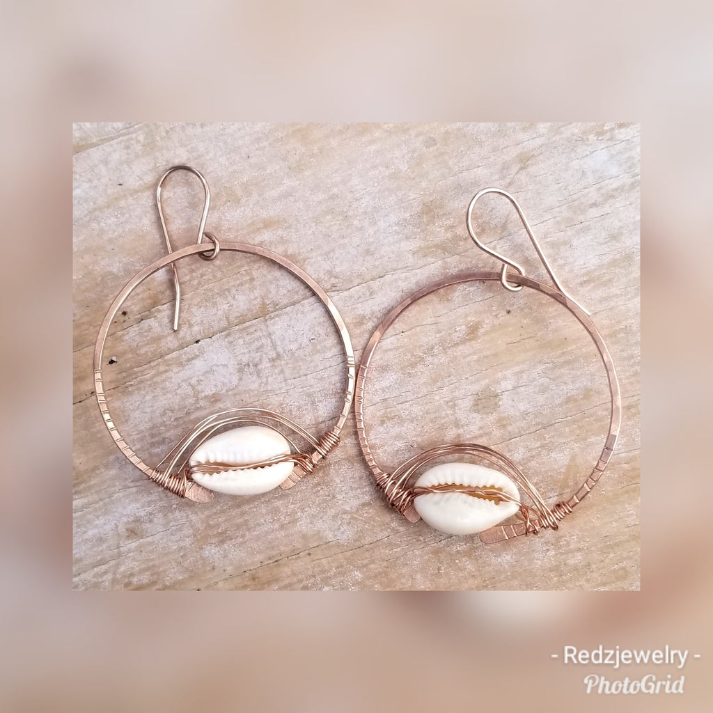 Cowrie Shell Hoops – Redz Jewelry
