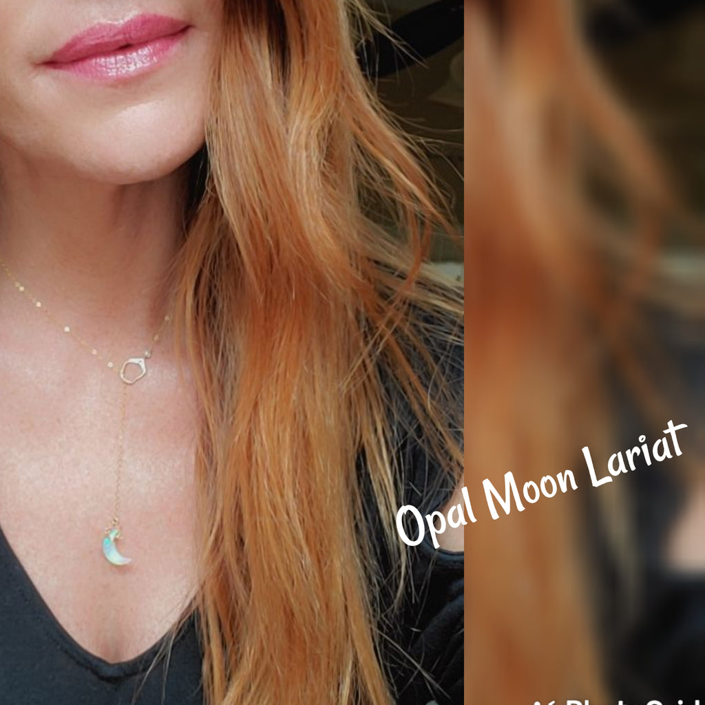 Hydro Opal Resin Moon Lariat – Redz Jewelry